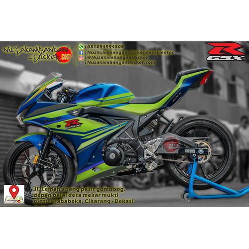 Jual Decal Motor Sticker Motor Suzuki GSX R150 Biru Grafis Hijau ...