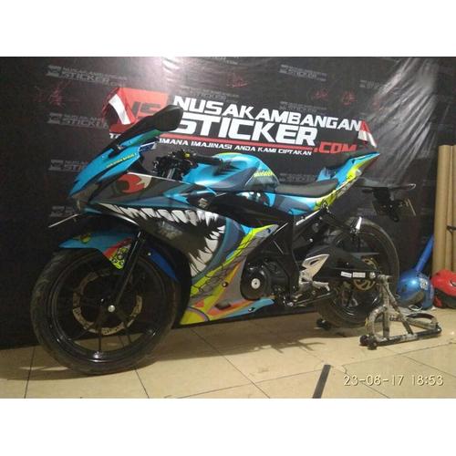Jual Decal Motor Sticker Motor Suzuki GSX R150 Shark Biru - Graftac ...