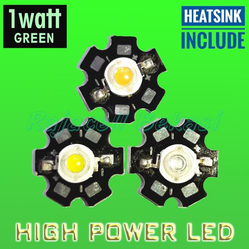 Jual High Power Led HPL Hijau 1W GREEN 1 Watt Light 520nM + Heatsink ...