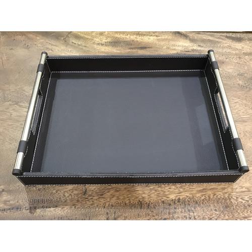 Jual Nampan tray kulit coklat lis besi minimalis - Hitam Lis Besi ...