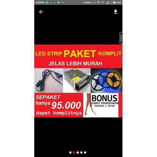 Jual Paket Led strip + Adaptor+ kabel saklar + kabel 1 m Lgs colok ...