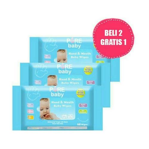 Jual [Isi 3] Pure Baby PureBaby Hand & Mouth Baby Wipes 60s Aloe Vera ...