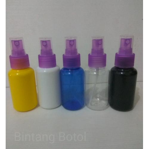 Jual Botol tubular 60 ml tutup spray ungu / botol travel / botol ...