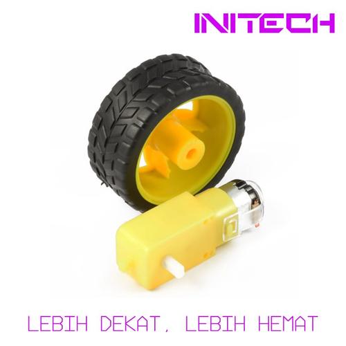 Jual Tyre Robot Wheel + Motor DC 3V-8V Gear Box 1:48 Roda Robot Smart ...