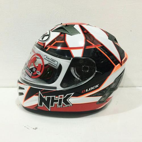 Jual HELM NHK TERMINATOR MOTIF DEFENDER WHITE RED PUTIH MERAH FULL FACE ...