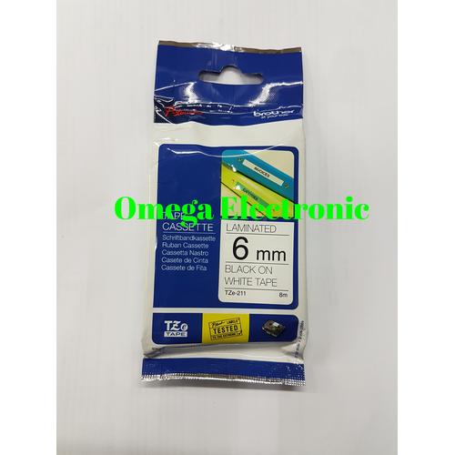 Jual Brother Label Tape TZE-211 6MM Black On White TZE 211 Ptouch ...