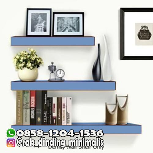 Jual Rak Buku Dinding Minimalis Rak Susun 3 buah Rak Tempel Warna Biru ...
