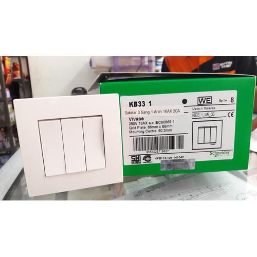 Jual saklar triple vivace schneider SAKLAR 3 GANG KB33_1_WE 16A ...