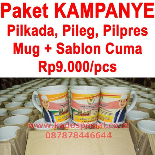 Jual Paket Souvenir Mug Custom Sablon Foto Kampanye Pilkada Pileg ...