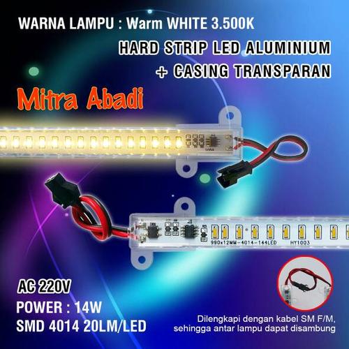 Jual Hard Strip LED SMD 4014 14W Warm White AC 220V + Casing Transparan ...