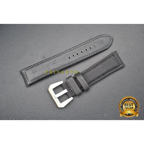Jual TALI JAM TANGAN CANVAS KULIT 22-24-26 MM ORIGINAL HITAM STRAP ...