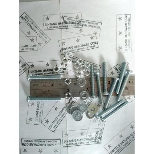 Jual Baut JP 5X40 mm Set Isi 10 Pasang Baut Putih Ring Plat Mur Putih ...