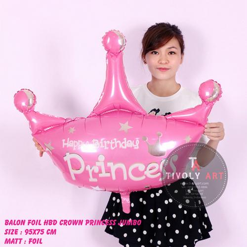 Jual Balon Foil Happy Birthday / Balon Foil HBD Crown PRINCESS JUMBO ...