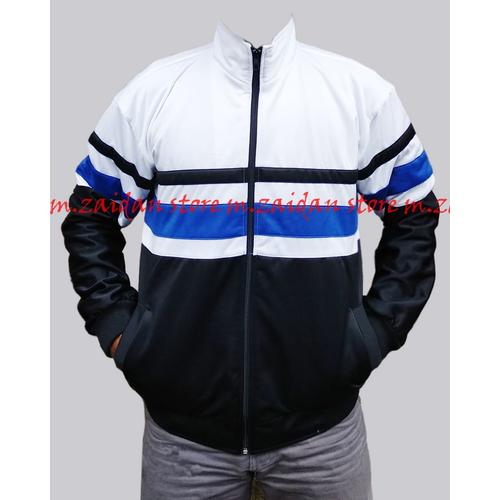 Jual Jaket Tracktop Premium Best Seller white blue black - Biru, L ...