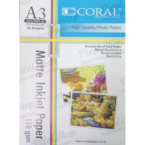 Jual Kertas Print Inkjet Mate Single Side A3 110 CORAL - Inkjet Matte ...