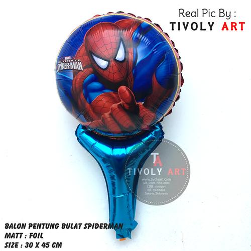 Jual Balon Pentung Bulat Spiderman / Balon Tongkat / Balon Karakter ...