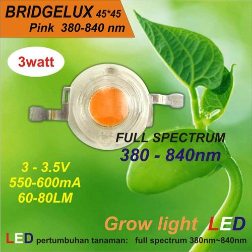 Jual HPL 3W/High Power LED 3 Watt Grow Light Full Spectrum Pink ...