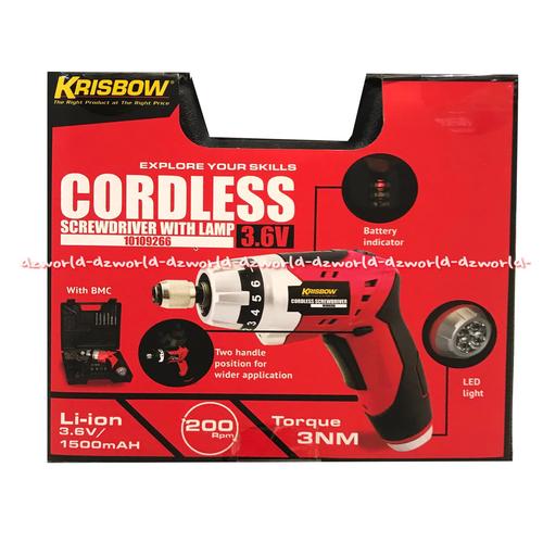 Jual Krisbow Cordless Screwdriver Tanpa Kabel dengan lampu LED ...