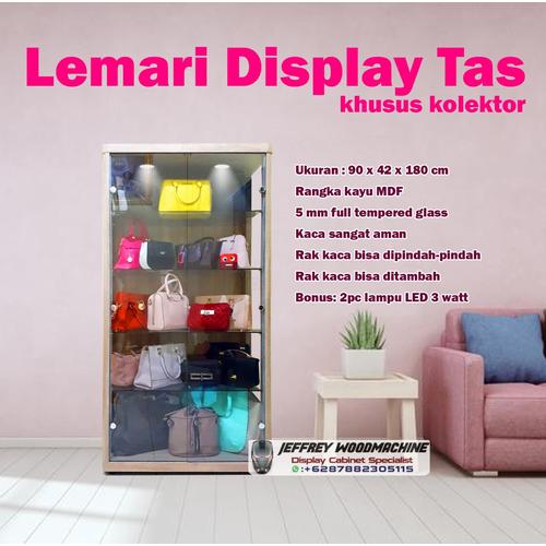 Jual LEMARI DISPLAY PAJANG KACA RAK TAS BRANDED RX-2 RX + 1 RAK AMBALAN ...