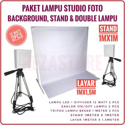 Jual Paket Lampu Foto Studio 12 Watt Diffuser Lengkap Stand Background ...