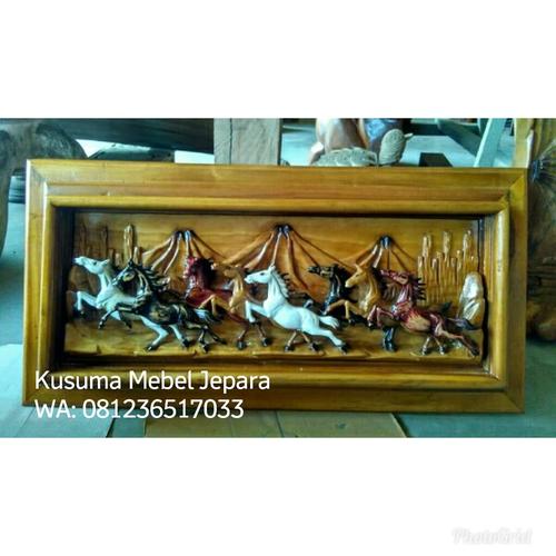 Jual Hiasan Dinding Relief Kuda Berlari Kayu Jati Solid (Panjang 100cm ...