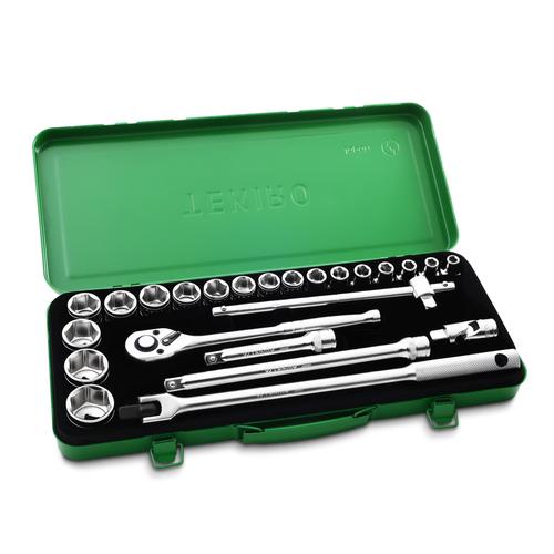 Jual Socket Set 1/2 Inch 24 Pcs 6 PT 8 - 32 mm Box Besi Tekiro SC ...
