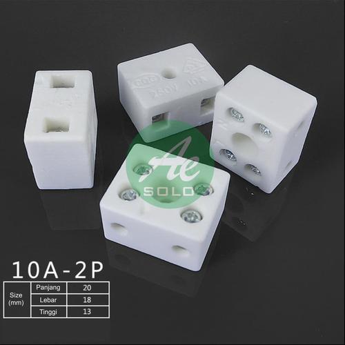 Jual Terminal Keramik 10A 2 pole Terminal Tahan Panas 2P Terminal Block ...
