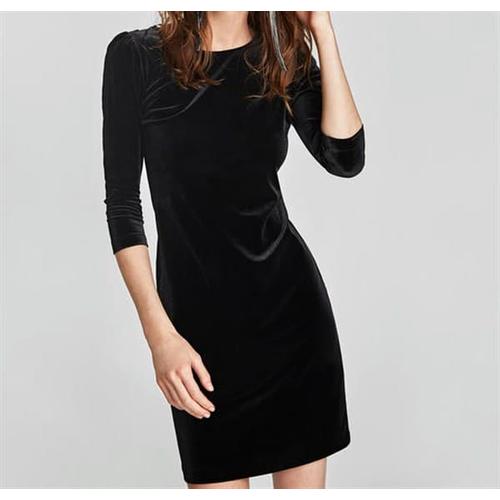 Jual DSJT118062569602 - MINI DRESS - VELVET BLACK DRESS - DRESS ELEGAN ...