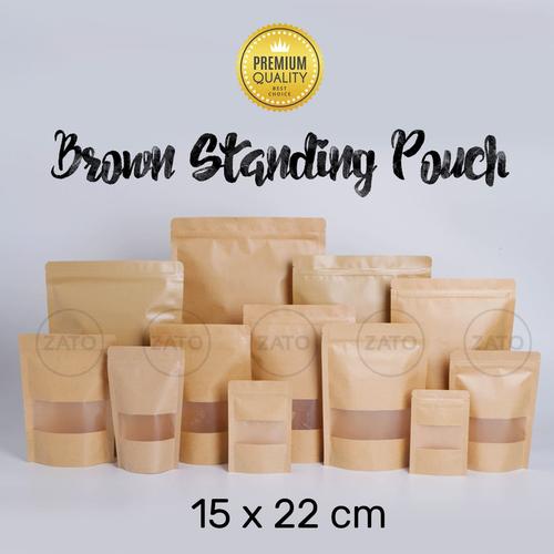Jual Kraft Paper Bag 15x22 FLAT | plastik ziplock | standing pouch ...