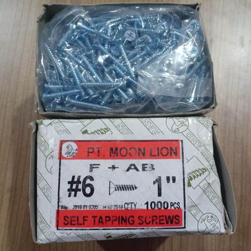 Jual Sekrup Tapping Kepala Rata FAB 6 x 1 Inch Skrup Putih Kepala Rata ...
