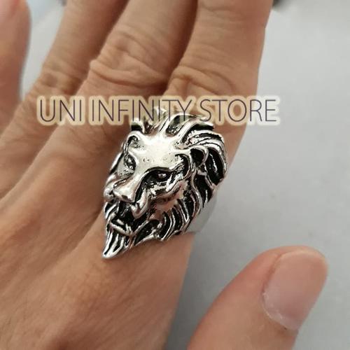 Jual JWRI0012 Cincin Kepala Singa Punk Pria Wanita Lion Head Chrome ...