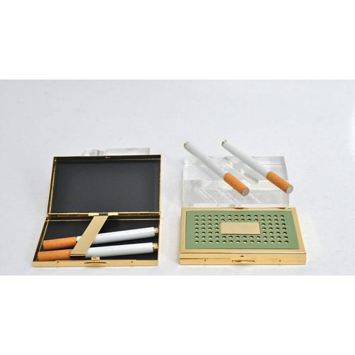 Jual Cigaratte case kotak rokok bahan metal gold kombinasi hijau elegan ...