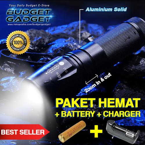 Jual PAKET HEMAT Senter LED Cree XM-L T6 5000 Lumens + BATTERY ...