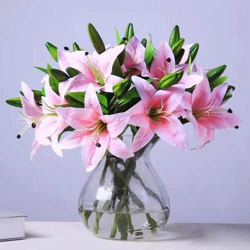 Jual Bunga Tiger Lily Artificial Latex Import Real Touch-Soft Pink ...