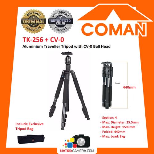 Promo COMAN TK-256+CV-0 Aluminium Voyager Series Tripod with CV-0 Ball Head Cicil 0% 3x ...