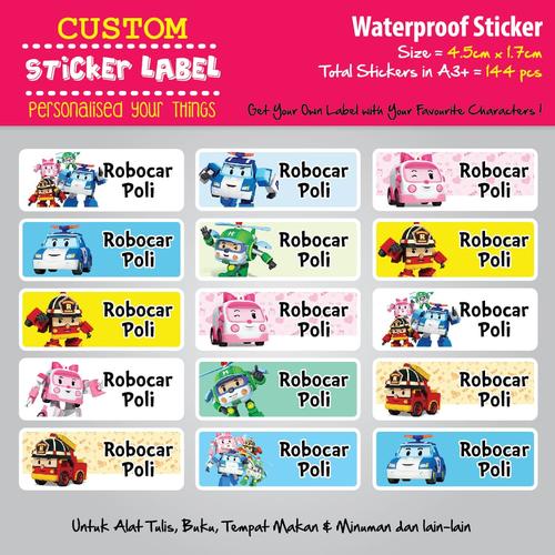 Jual Sticker Label Nama Waterproof - Robocar Poli - stiker vynil - Kota ...