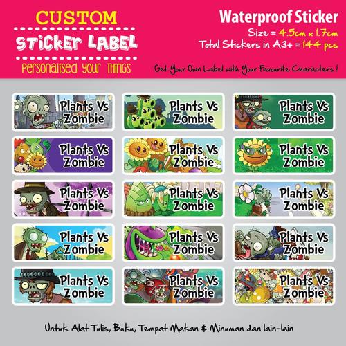 Jual Sticker Label Nama Waterproof - Plants Vs Zombies - stiker vynil ...