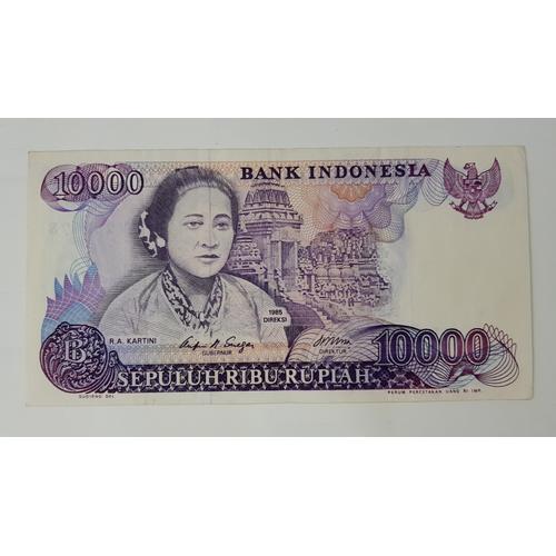 Jual Uang kertas lama/Kuno Indonesia. R.A.Kartini. 1985. 10000 Rupiah ...