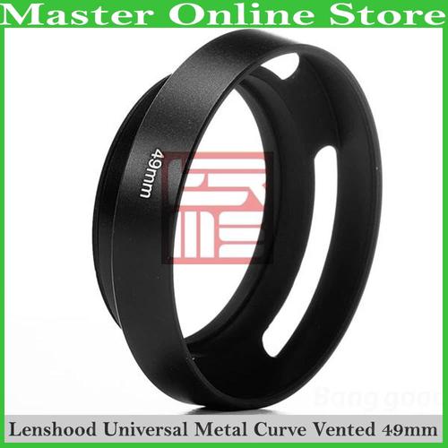 Jual Universal Lens Hood Lenshood Metal Curved Vented 49 mm 49mm Black ...
