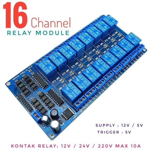 Jual Relay Module 16 Channel 5V 12V for Arduino Compatible - 5V DC ...