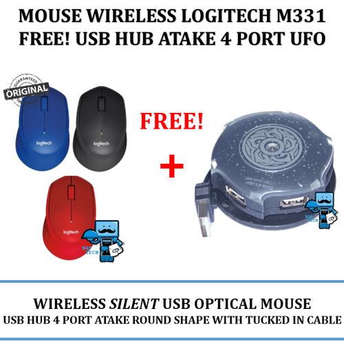 Jual Mouse Wireless Logitech M331 Silent FREE Usb Hub Atake 4 Port UFO ...
