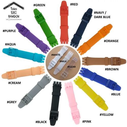 Jual 19mm SWATCH Tali Jam Rubber Silicone Sport Watch Strap Band - Aqua ...