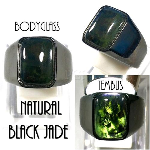Jual CINCIN BATU AKIK NATURAL BLACK JADE ACEH RING TITANIUM HITAM ...