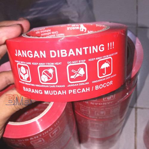 Jual MERAH Lakban 100 Meter Fragile Printed Cetak Latar Merah - Jakarta ...