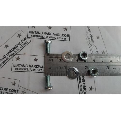 Jual Baut JP 6X15 mm Isi 10 Set Baut Bulat Kepala Plus Mur Putih Ring ...