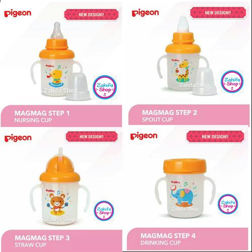 Jual Pigeon Mag Mag Step 1 2 3 4 Training Cup Magmag Nipple Spout Straw ...