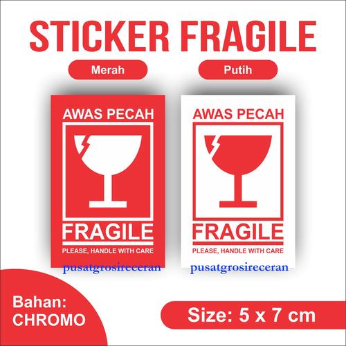 Jual Sticker FRAGILE AWAS PECAH HANDLE WITH CARE 5x7 cm Stiker ...
