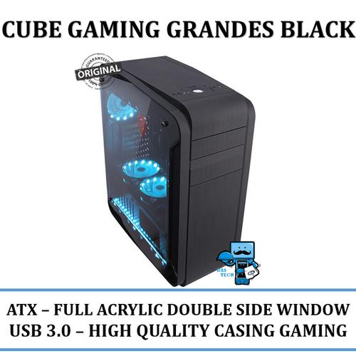 Promo Casing PC CPU Cube Gaming Grandes Black - Full Acrylic Double ...