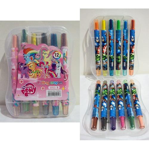 Jual Crayon Putar pendek 12 warna - crayon murah - Rolling crayon 1011 ...