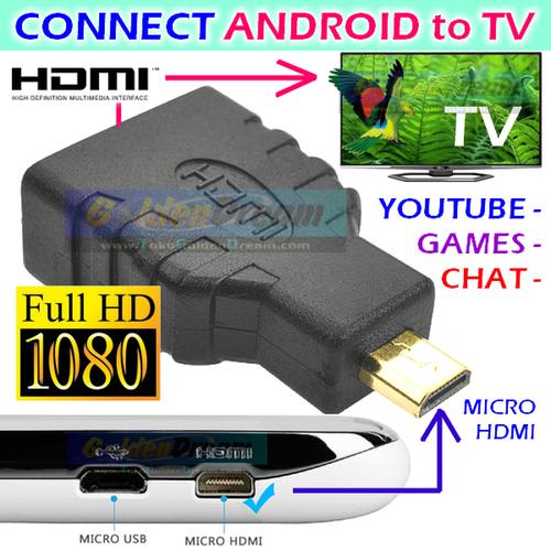 Jual Android to TV Adapter micro HDMI to HDMI Connector Full HD 1080 HP ...